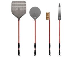 Alfa 36-Inch 4-Piece Pizza Peel Set - Red
