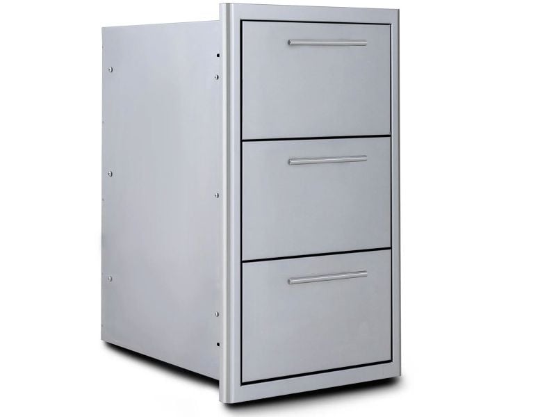 Stainless Steel BBQ Storage Drawers | 3 Drawers | BLZ-DRW3-R-LT