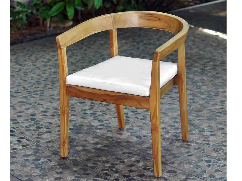 Panama Jack Bali Teak Wood Dining Arm Chairs with Cushion - Set of 2