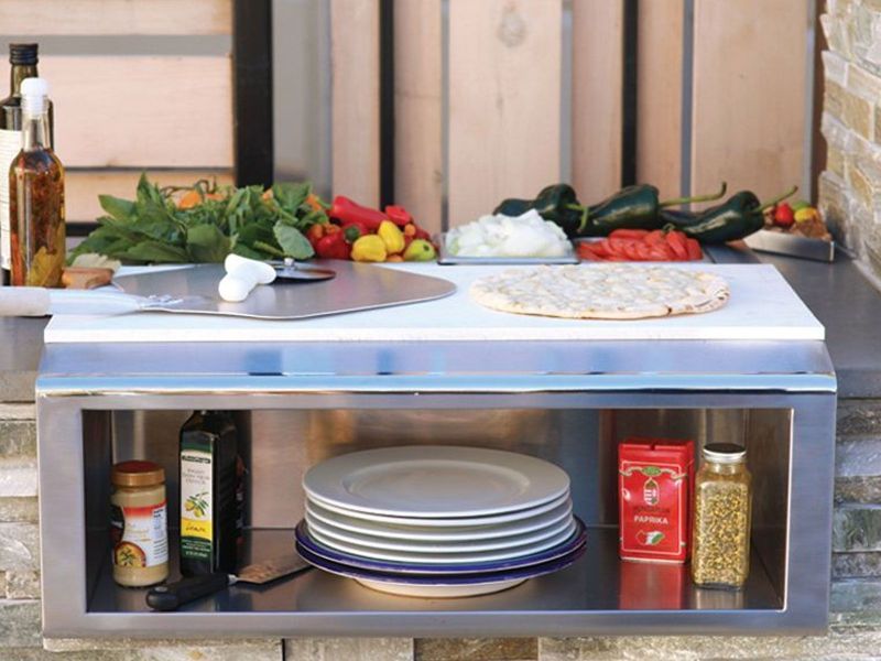 Alfresco 30-Inch Built-In Plate and Garnish Rail with Food Pans